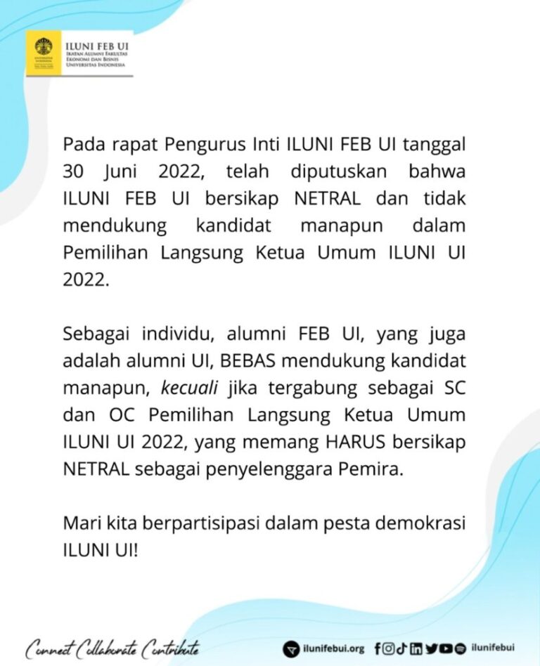 Pernyataan Sikap ILUNI FEB UI terhadap Pemilihan Ketua Umum ILUNI UI ...